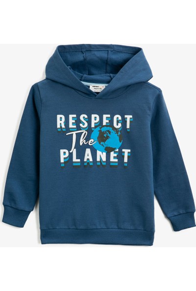 Koton Kapüşonlu Pamuklu Yazılı Baskılı Uzun Kollu Sweatshirt