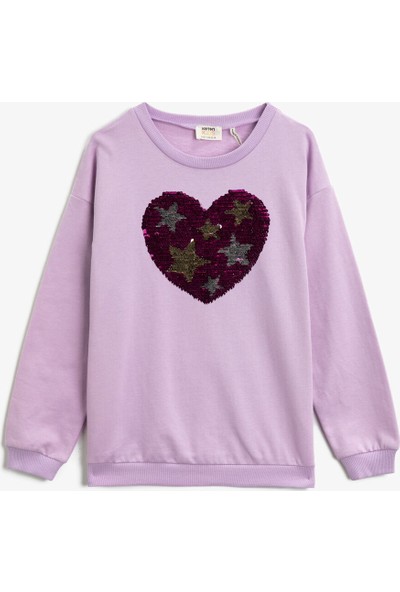 Koton Pullu Pamuklu Bisiklet Yaka Uzun Kollu Sweatshirt