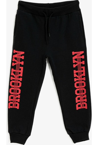 Koton Normal Bel Yazili Baskili Belden Baglamali Eşofman Alti