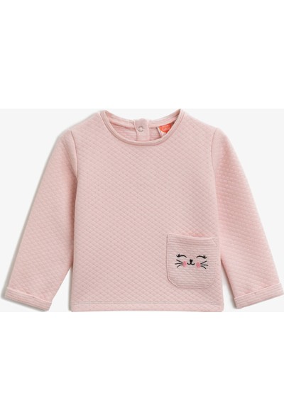 Koton Cepli Baskılı Uzun Kollu Bisiklet Yaka Sweatshirt