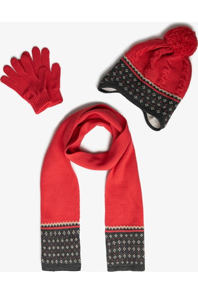 Koton Ponponlu Örgü Atki Eldiven Bere Takim