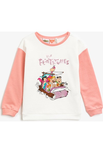 Koton Taş Devri Lisanslı Pullu Baskılı Bisiklet Yaka Pamuklu Sweatshirt Koton Taş Devri Lisanslı Pullu Baskılı Bisiklet Yaka Pamuklu Sweatshirt
