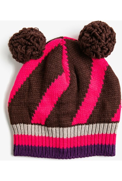 Koton Ponponlu Çok Renkli Örgü Bere