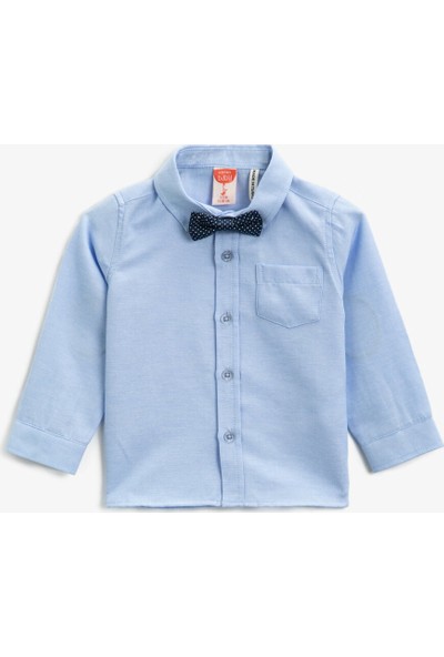 Koton Erkek Bebek Pamuklu Kravat Detayli Klasik Yaka Uzun Kollu Göml