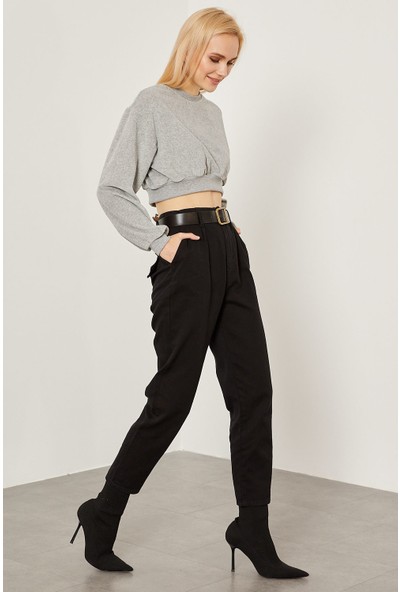 Armalife Deri Kemerli Gabardin Pantolon - Siyah Armalife Deri Kemerli Gabardin Pantolon - Siyah