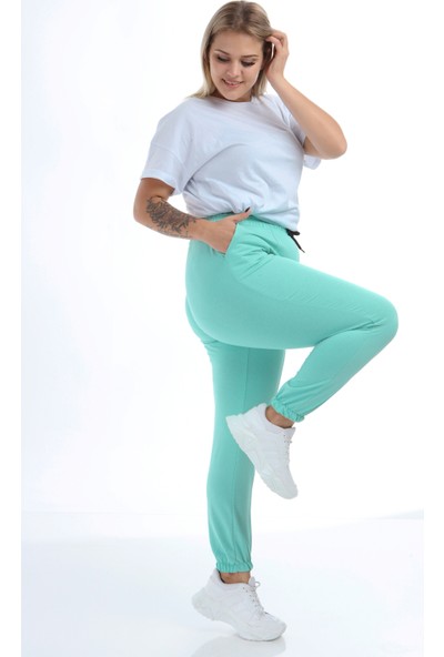 Big Free TB21KB098581 Mint Yeşili Kadın Alt Eşofman Çımalı Lastik Paça