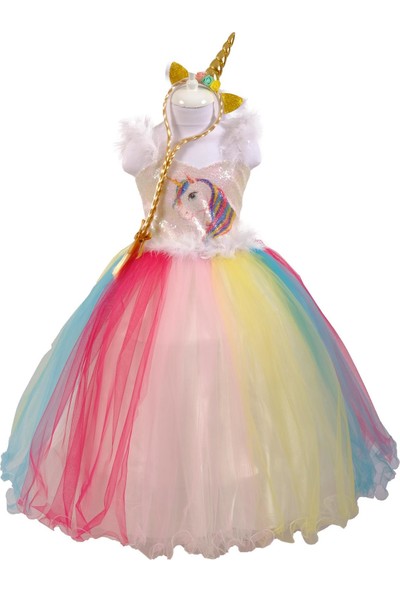 Pumpido Meneviş Unicorn Kız Çocuk Gelinlik