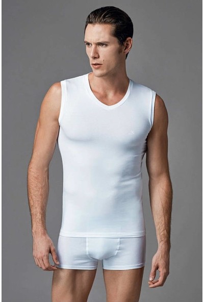 Eros Erkek Beyaz 2'li Paket V Yaka Kolsuz Tshirt Eros Erkek Beyaz 2'li Paket V Yaka Kolsuz Tshirt