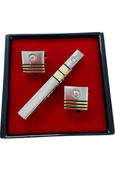Brianze Altın Sarısı Renk Taşlı Kol Düğmesi ve Kravat Iğnesi Set Kd-74 Brianze Altın Sarısı Renk Taşlı Kol Düğmesi ve Kravat Iğnesi Set Kd-74