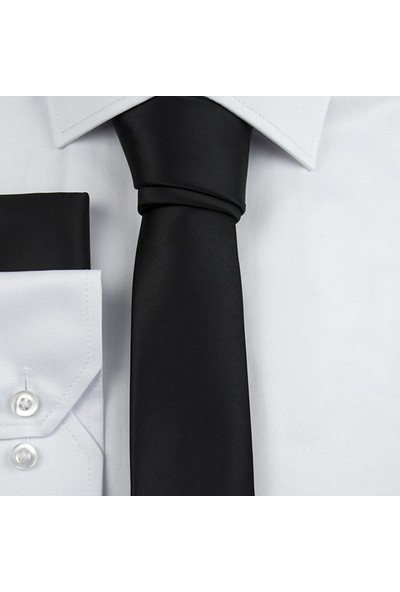 Gaffy Siyah Mat Saten Ince Kravat