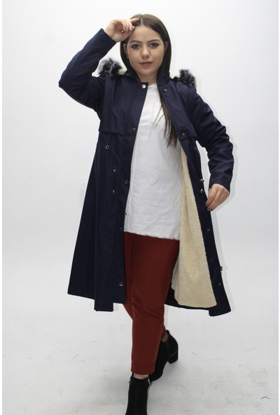 Kmk Kadın Lacivert Kapüşonlu Su Geçirmez Kaban Kmk Kadın Lacivert Kapüşonlu Su Geçirmez Kaban