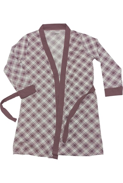 Aydoğan Kadın Ekose Desenli Üçlü Sabahlık Seti