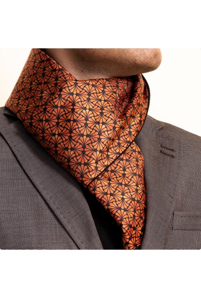 Exve Exclusive Turuncu Siyah Baskılı Tasarım Çift Taraflı Atkı