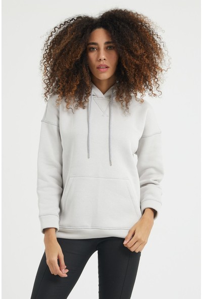 Espina Kadın Gri Kapüşonlu Sweatshirt