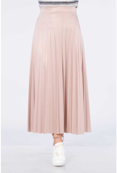 Essah Moda Kadın Pudra Pembe Piliseli Uzun Etek - ME000253 Essah Moda Kadın Pudra Pembe Piliseli Uzun Etek - ME000253