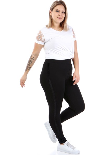 Big Free TB21KB290520 Siyah Kadın Kadife Sim Şeritli Tayt Big Free TB21KB290520 Siyah Kadın Kadife Sim Şeritli Tayt