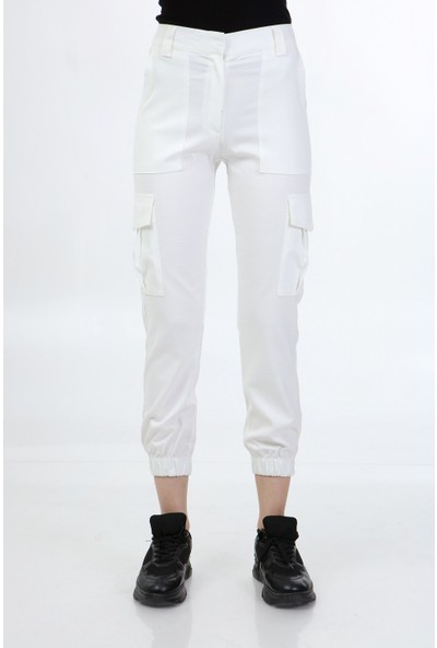 Rodi DS21KB018827 Krem Kadın Keten Jogger Pantolon