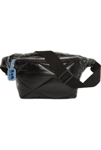 Bagmori Siyah Kapitone Fermuarlı Şişme Bel Çantası