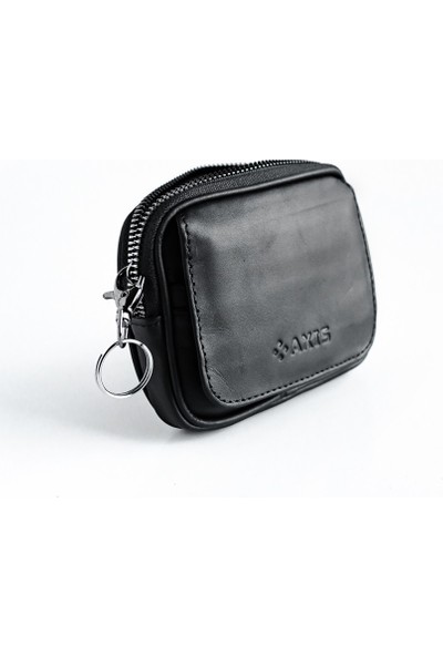 Axis Pratik Cüzdan Anahtarlık, Kartlık, Fermuarlı, Cırtlı Siyah