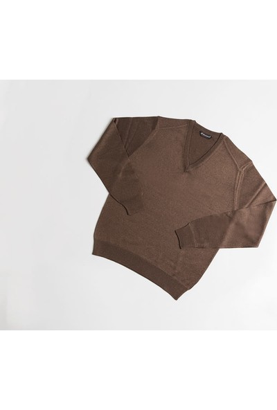 Çukurova Tekstil Çukurova Yünlü Kollu V Yaka Kazak