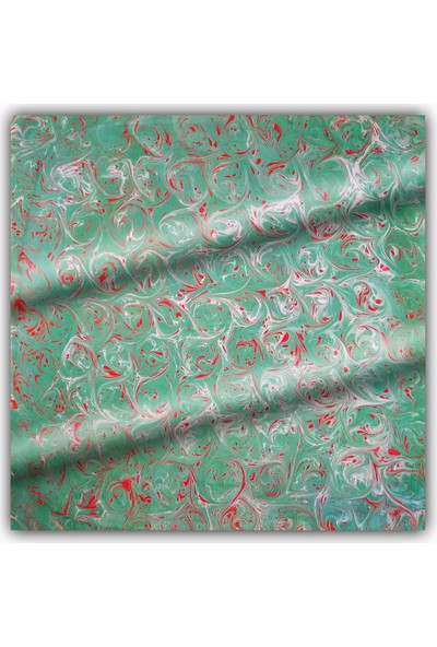 Ebru Sanatı El Yapımı Twill Ipek Eşarp Tıe 32