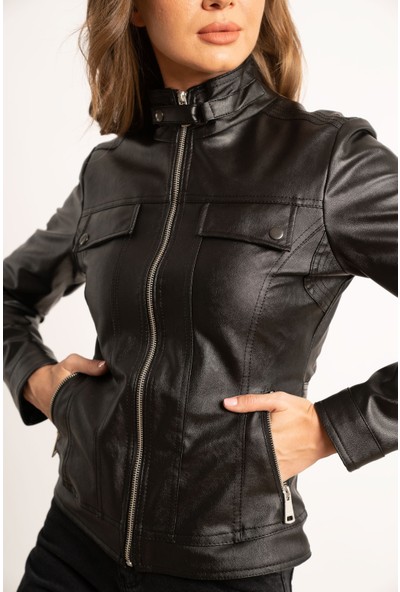 Hadise Deri Ceket Siyah Hadise Deri Ceket Siyah