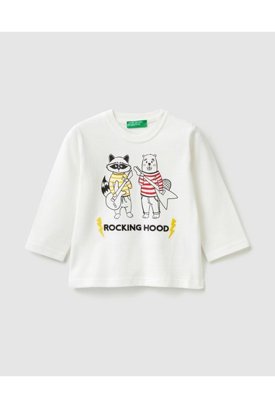 Benetton Baskılı Kalın Tişört