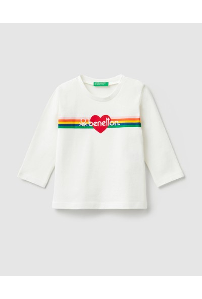 Benetton Yazılı Kalın Tişört