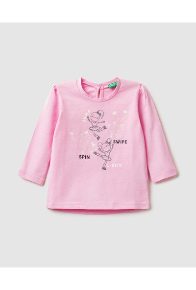 United Colors Of Benetton Dansçı Kız Baskılı Tişört