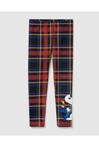 United Colors Of Benetton Snoopy Baskılı Ekose Tayt