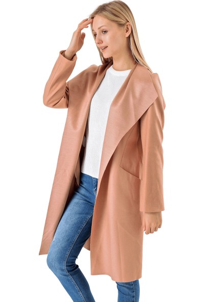 Butikburuc Kadın Camel Kruvaze Yaka Kaşe Kap