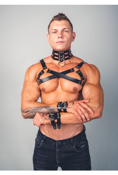 Angels Passion Gay Fantazi Giyim Harness Tasma Ve Bileklik Takım - Apftm55 Angels Passion Gay Fantazi Giyim Harness Tasma Ve Bileklik Takım - Apftm55