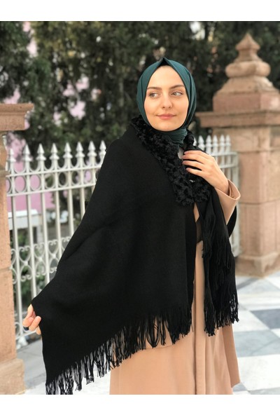 Eşarp Center Kürk Detaylı Omuz Şalı 150 x 70 cm