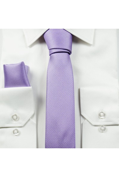 Lila Düz Dokuma Kravat