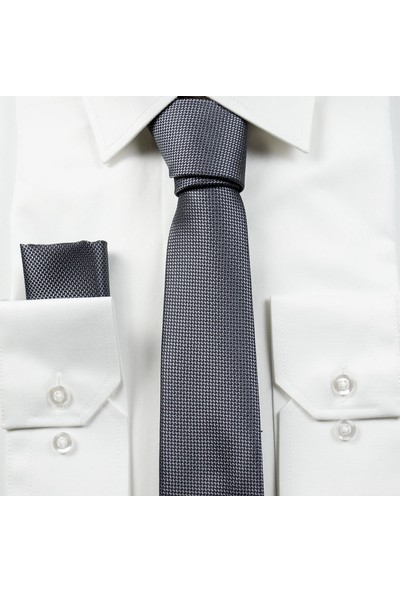 Koyu Gri Düz Dokuma Kravat