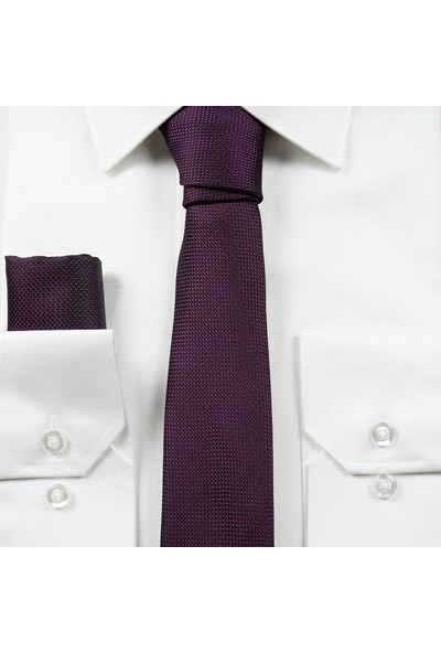 Koyu Mürdüm Düz Dokuma Kravat