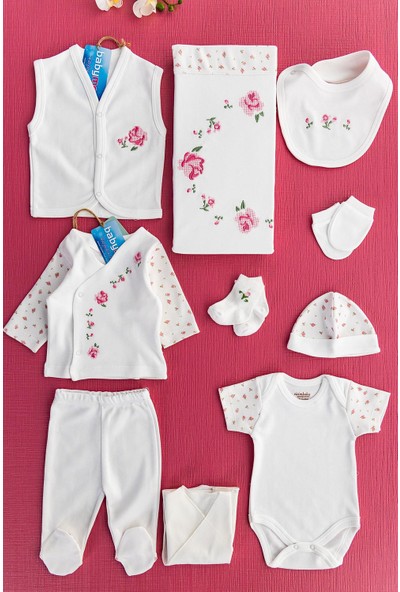 Babymod Organik Kanaviçe Işlemeli 10 Parça Kız Bebek Hastane Çıkışı Bebek Seti Babymod Organik Kanaviçe Işlemeli 10 Parça Kız Bebek Hastane Çıkışı Bebek Seti