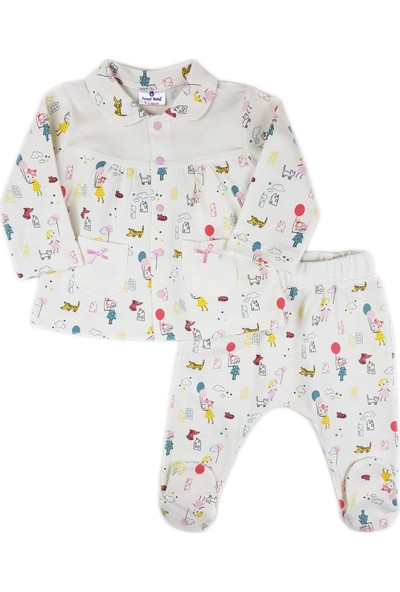 Luggi Baby Kız Balon Beyaz Bebeyaka Uzun Kollu Pijama Takımı LG-6027 Luggi Baby Kız Balon Beyaz Bebeyaka Uzun Kollu Pijama Takımı LG-6027