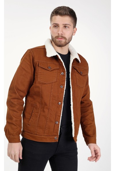 Mr Candle Erkek Hardal İçi Kürklü Kot Ceket Mr Candle Erkek Hardal İçi Kürklü Kot Ceket