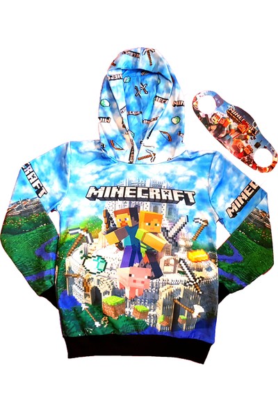 Minecraft Sweatshirt Özel Tasarım Full Dijital Baskı Minecraft Sweatshirt Özel Tasarım Full Dijital Baskı
