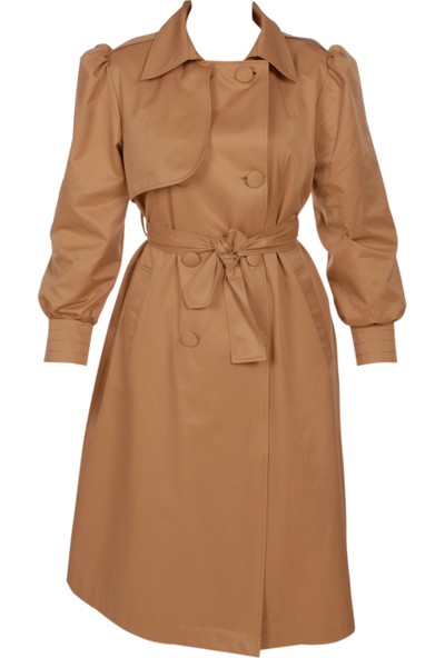 Göknur Arslan Kadın Kahverengi Balon Kol Trençkot