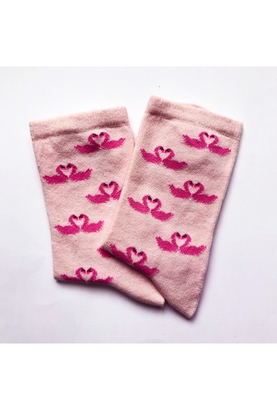 Flamingo Desenli Pembe Kadın Soket Çorap - Fldp-1 Flamingo Desenli Pembe Kadın Soket Çorap - Fldp-1