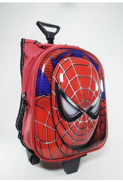 Dünyanın Çantası Spiderman Tek Bölmeli Anaokulu ve Ilkokulu Çantası Örümcek Adam Çekçekli Tekerlekli Çanta