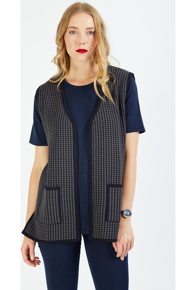 Uludağ Triko Kazayağı Desen Yelek / Lacivert Uludağ Triko Kazayağı Desen Yelek / Lacivert