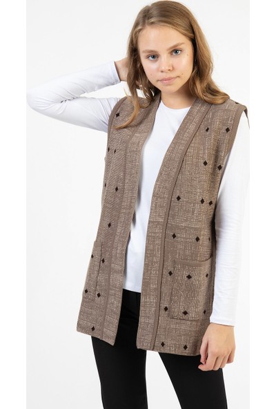 Uludağ Triko Nokta Desenli Triko Yelek / Vizon Uludağ Triko Nokta Desenli Triko Yelek / Vizon