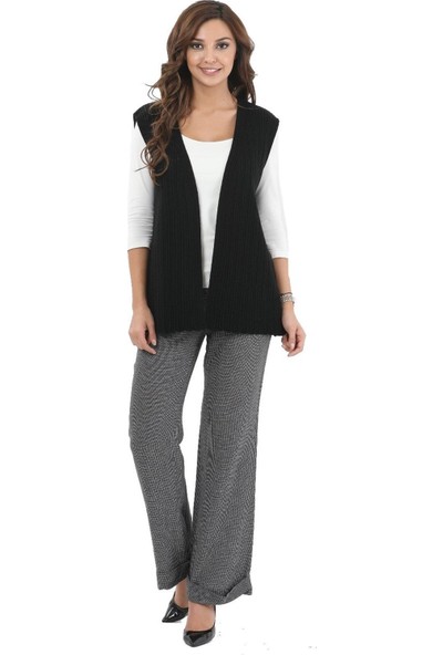 Uludağ Triko Kendinden Çizgili Spor Yelek / Siyah Uludağ Triko Kendinden Çizgili Spor Yelek / Siyah