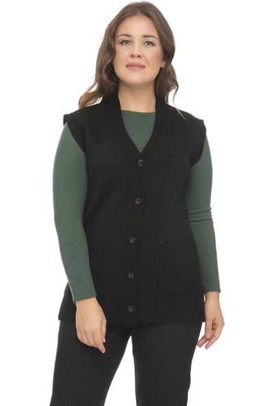 Uludağ Triko Düğmeli Çelik Yelek / Siyah Uludağ Triko Düğmeli Çelik Yelek / Siyah