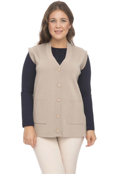 Uludağ Triko Düğmeli Çelik Yelek / Kum Uludağ Triko Düğmeli Çelik Yelek / Kum