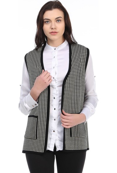 Uludağ Triko Kazayağı Desen Yelek / Siyah Uludağ Triko Kazayağı Desen Yelek / Siyah