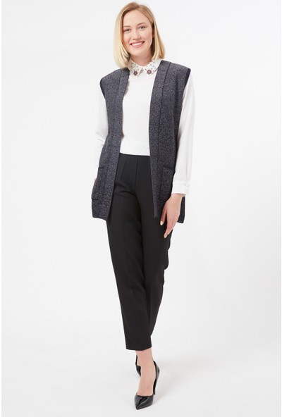 Uludağ Triko Kar Yağdı Desen Kadın Yelek / Lacivert Uludağ Triko Kar Yağdı Desen Kadın Yelek / Lacivert